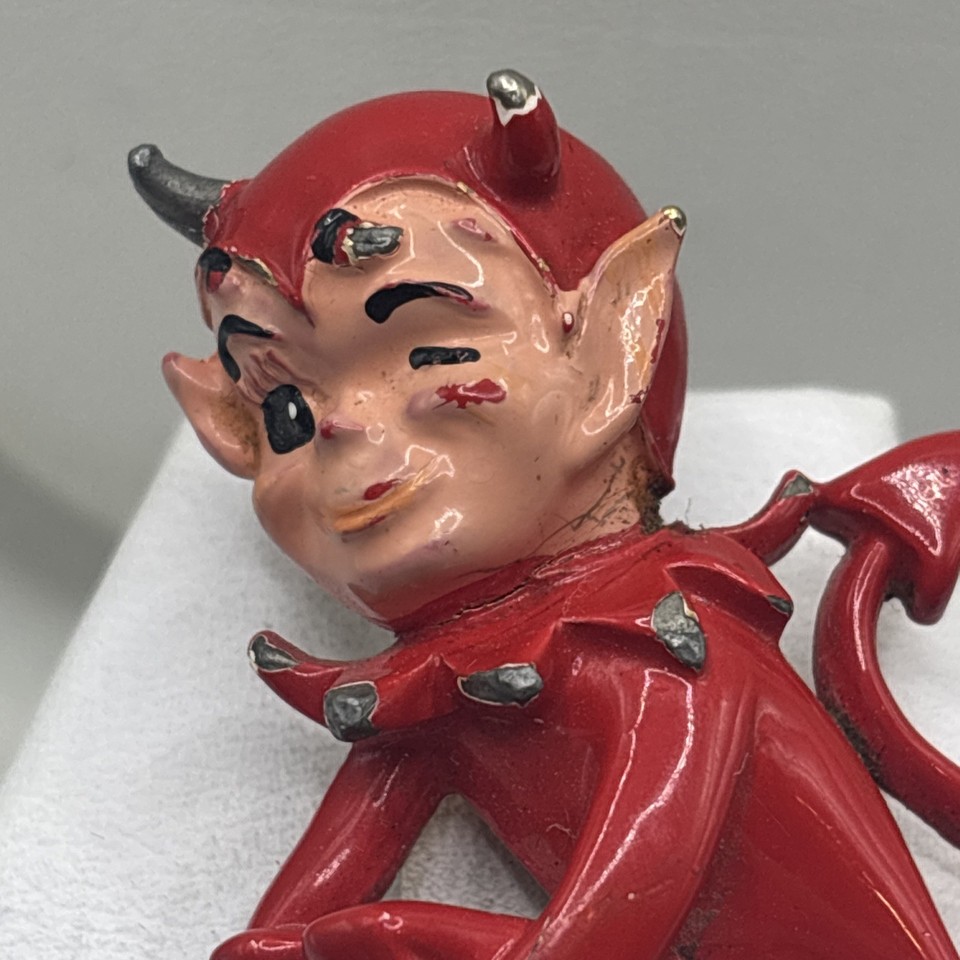 Vintage 1950s Knee-Hugging Winking devil RARE Pin Brooch Enamel Wear | eBay