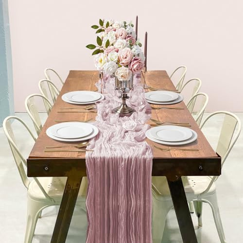 Dusty Pink Cheesecloth Table Runner 10FT Boho Cheese Cloth Table Runner ...