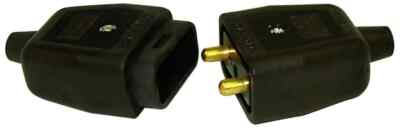 10 amp 2 / 3 Pin Rubber Flex Cable Connector Flymo Lawnmower Trimmer ...