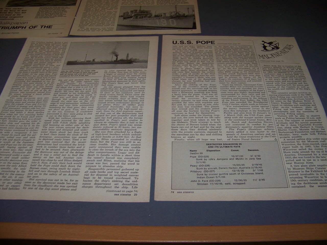 USS POPE (DD-225) "TRAGIC TRIUMPH" ..HISTORY/PHOTOS/DETAILS..RARE ...