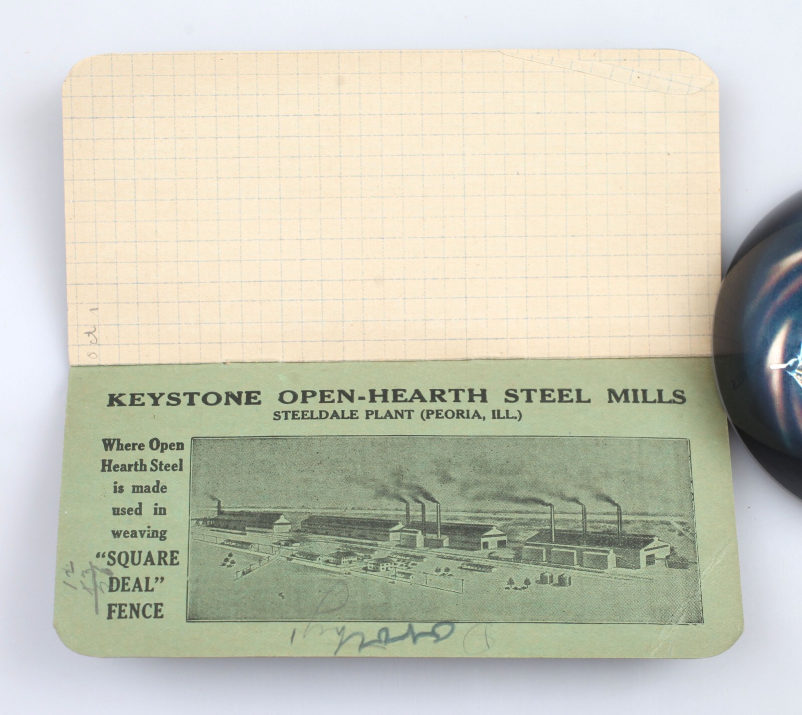 Vintage 1920s Keystone Wire and Fence Steel Co. Memo Book Peoria ...