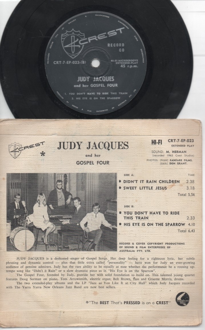 JUDY JACQUES Rare 1963 Australian Only 7" OOP Crest Jazz Folk P/C EP "S ...