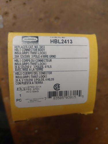 Hubbell Hbl2413 20A 125/250V 3pole 4 Wire Grnd Female Cord Cap | eBay