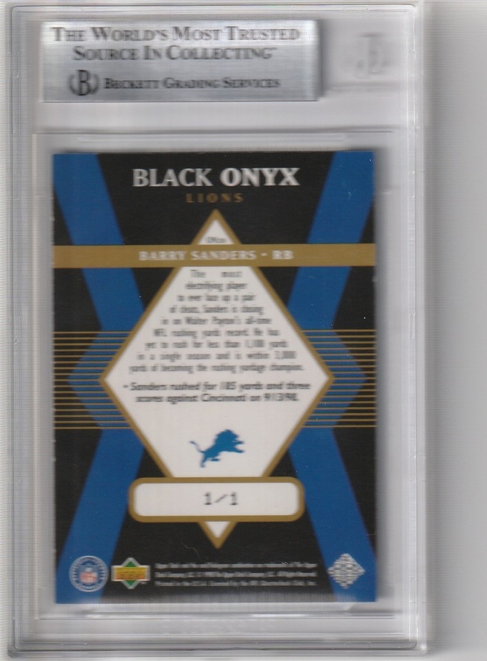 1998 Black Diamond Barry Sanders Rookies Black Onyx True 1/1 HOF GOAT ...