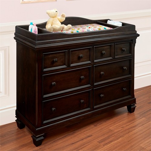 Baby Cache Glendale Traditional Wood Changing Station in Charcoal Brown ...