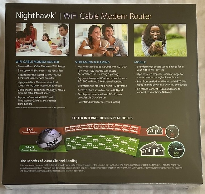 NEW Netgear Nighthawk C7000 AC1900 WiFi router DOCSIS 3.0 Cable Modem ...