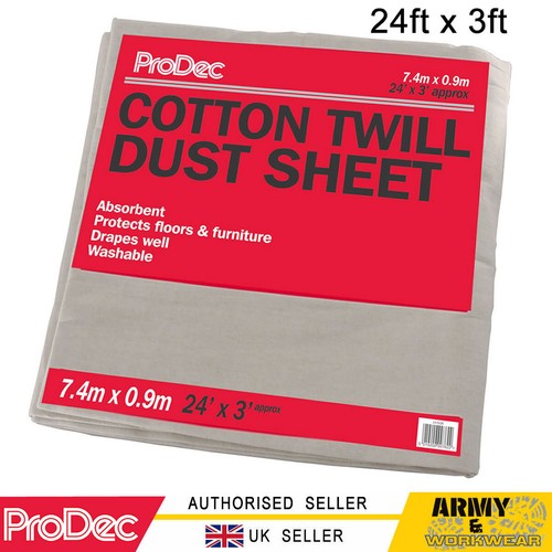 24ft x 3ft Prodec Cotton Twill Dust Sheet Protect Stairway Hallway ...