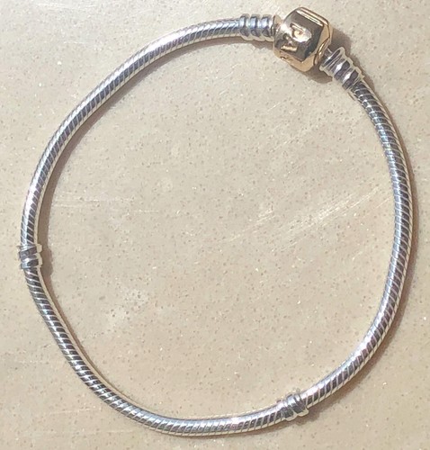 Authentic Pandora 14k Gold Barrel Clasp Silver Moment… - Gem