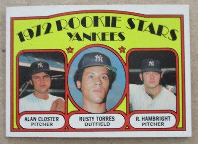 RUSTY TORRES, ALAN CLOSTER 1972 TOPPS Yankees Rookie Stars BASEBALL ...