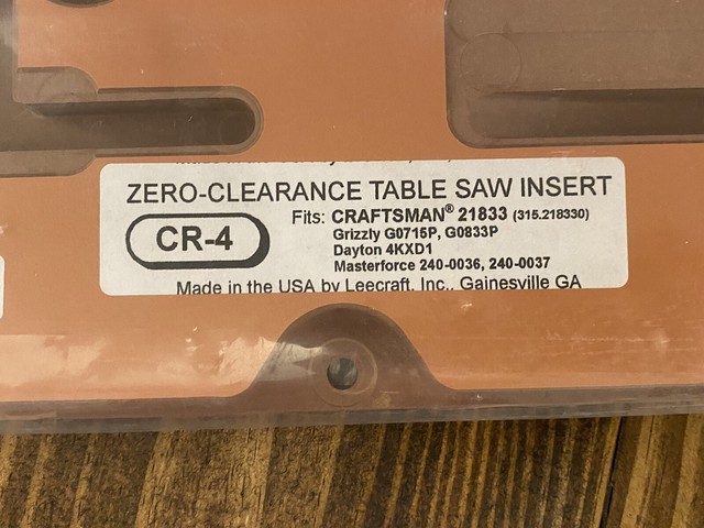 Craftsman 21833 Table Saw Zero-clearance Insert Cr-4 for sale online | eBay