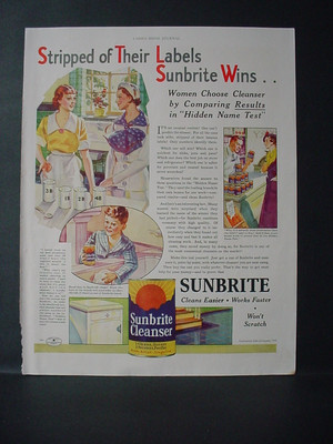 1934 Sunbrite Household Cleanser Cleaner Great Color Vintage Print Ad ...