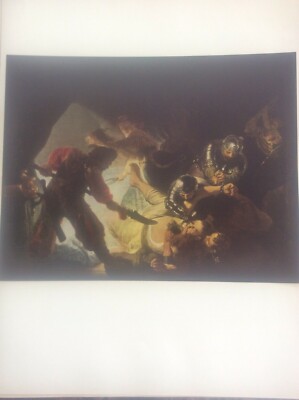 1958 Rembrandt Bible Painting Colour Print The blinding of Samson 1636 ...