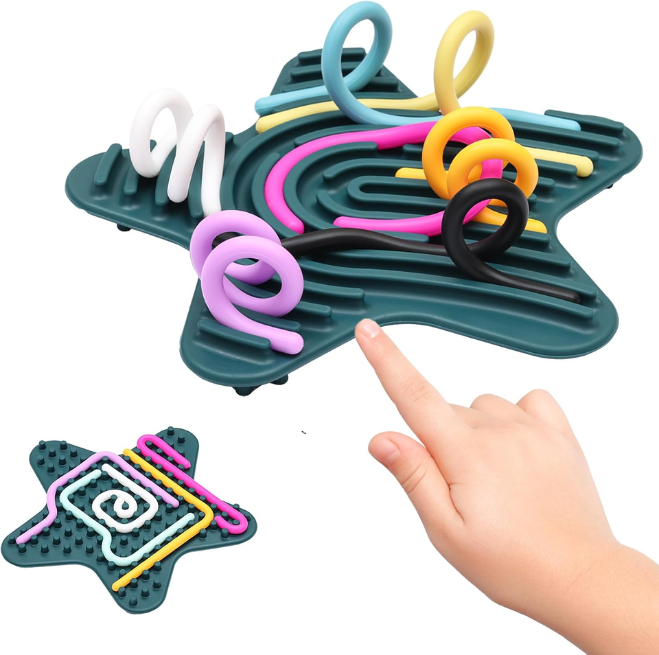 Sensory Activity Board,Double Side Silicone Calm down Fidget Toy ...