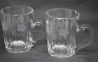 Pair of 19th Century Flint/Lead Glass Engraved Cups w/ Applied Handles ...