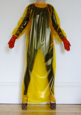 Long PVC Dress Robe Shirt, Mens Womens Sauna Tee Plastic Vinyl ...