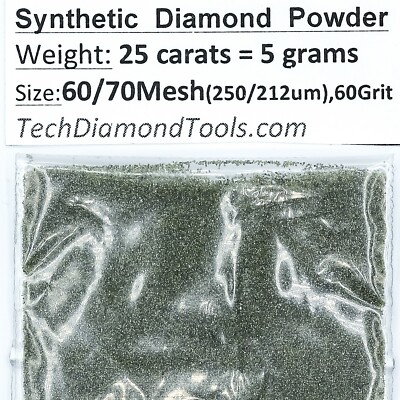 TechDiamondTools Diamond Powder 60 Grit 250-212 Microns, 25 cts = 5 ...