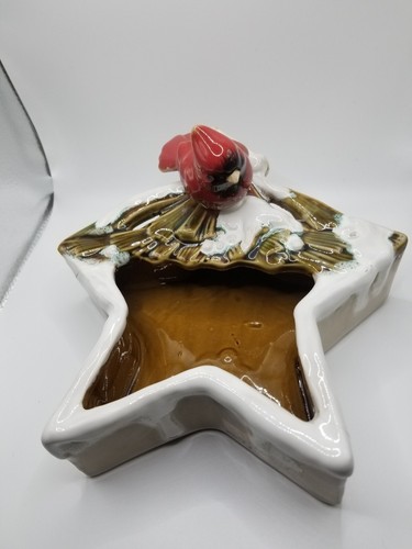 Christmas Star Red Cardinal Candy/Nut Dish Pottery | eBay