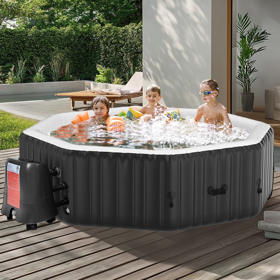 Docred 6 Person Inflatable Hot Tub Spa 75"x75"x25" with 130 Bubble Jet ...