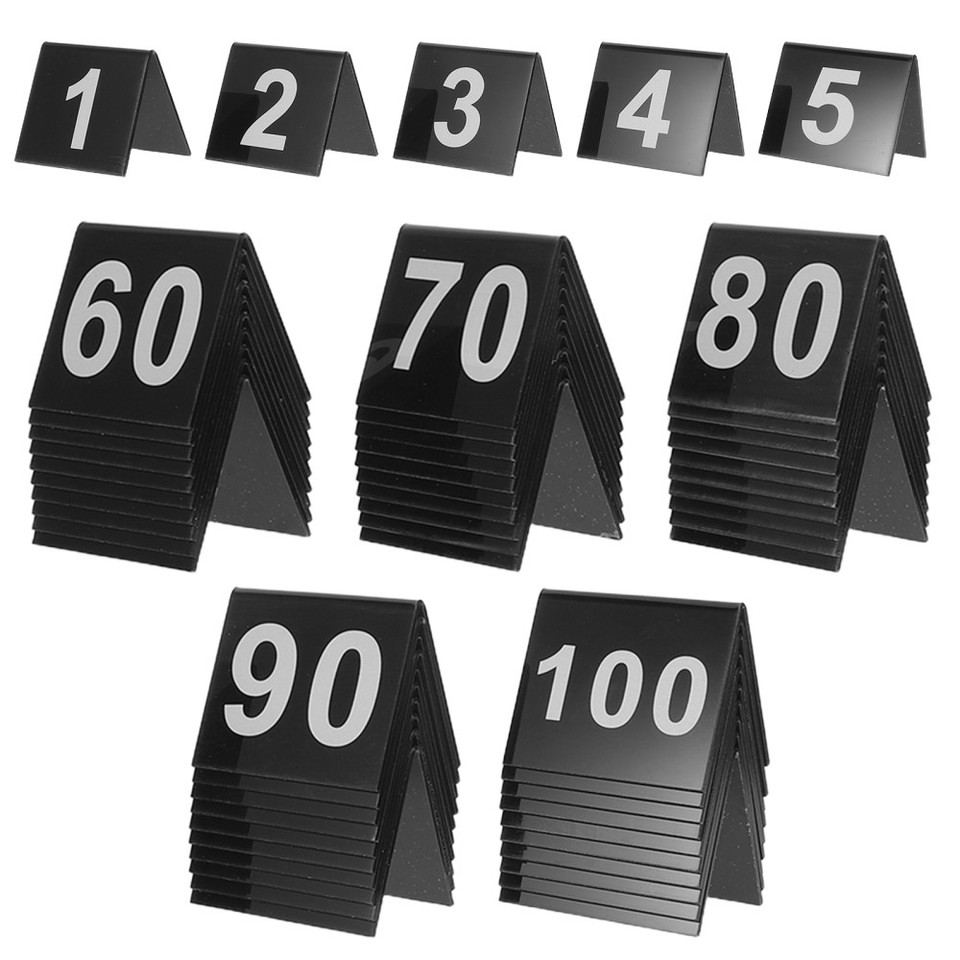 100 Pcs Restaurant Table Sign Numbers Acrylic Wedding Signs Cafe Cards ...