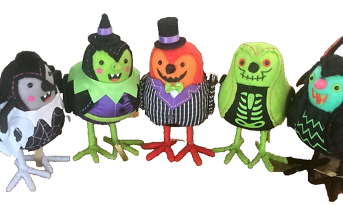 Halloween Featherly Friends Figurine Lot of 5 New Name Tags Attached | eBay