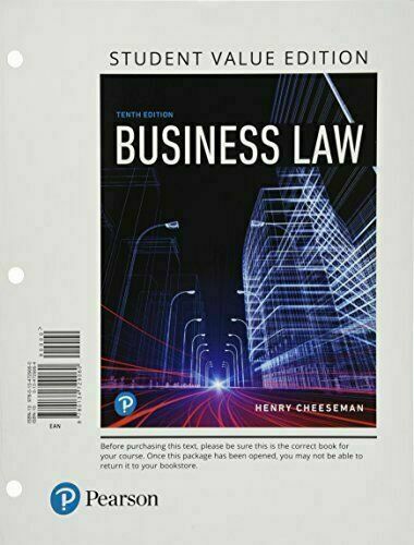 Business Law, Student Value Edition by Henry R. Cheeseman (2018 ...