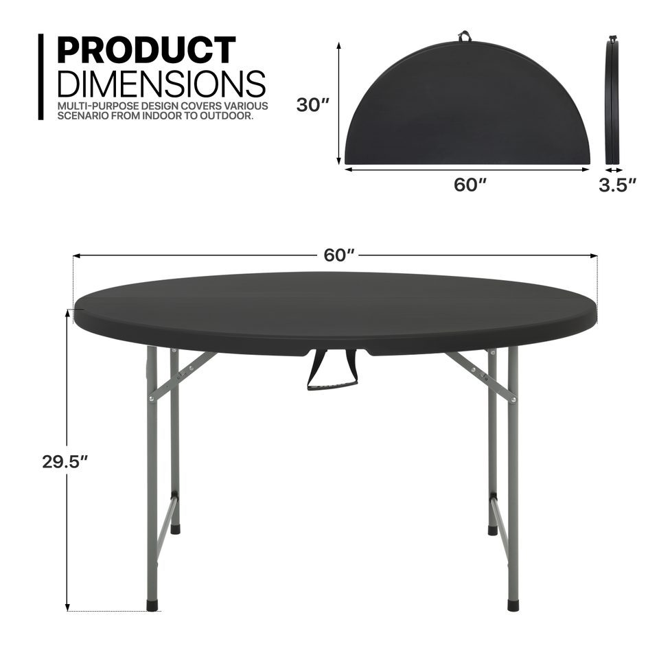 5 Pack[FOLDABLE ROUND DINING TABLE]Outdoor Barbeque Portable Camping ...