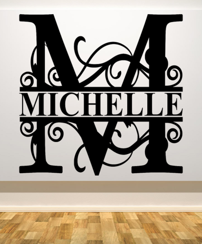 FANCY LETTER "M" PERSONALIZED w/ NAME CAR WALL VINYL DIE CUT DECAL 9 ...
