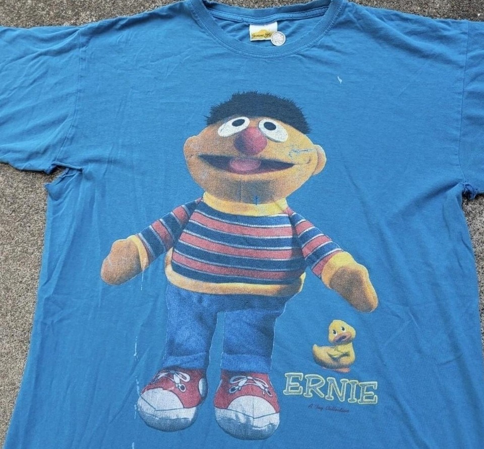 Vintage 90s Sesame Street Ernie T Shirt XL Blue Single Stitch Henson ...