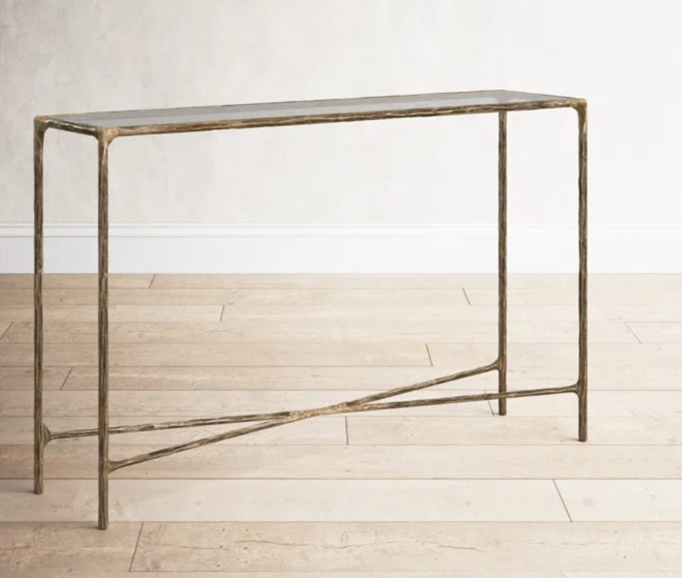 Restoration Forged Gold Iron Hardware Thaddeus Style Console Sofa Table Glass | eBay