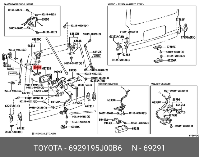 Original handle assy back door inside 6929195J00B6 for TOYOTA 69291 ...