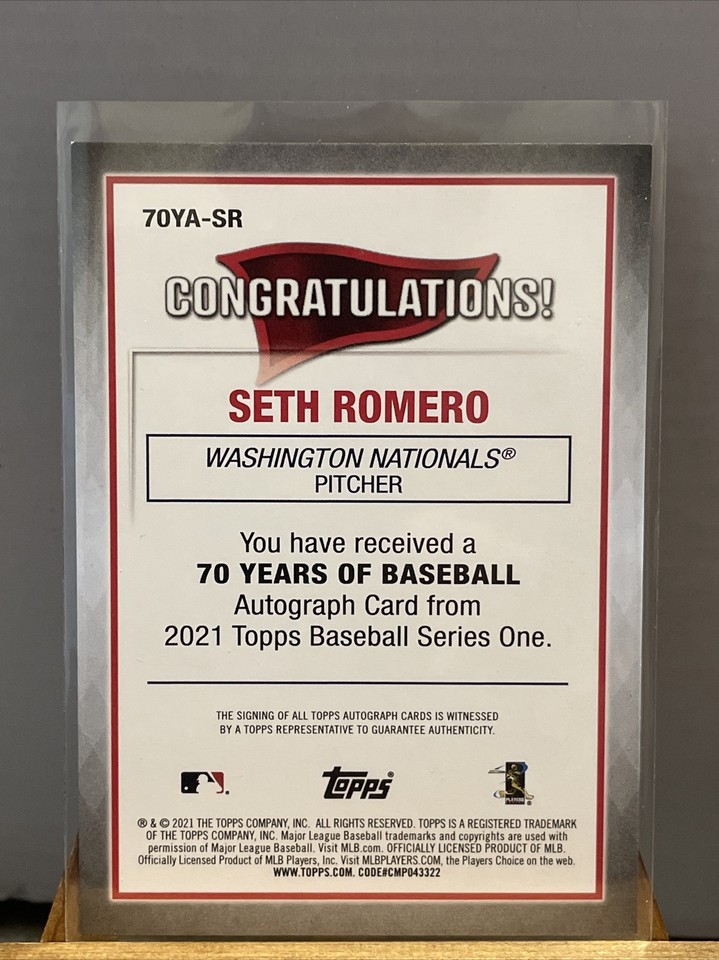 Seth Romero 2021 Topps 70 Years of Baseball Autograph #70YA-SR | eBay