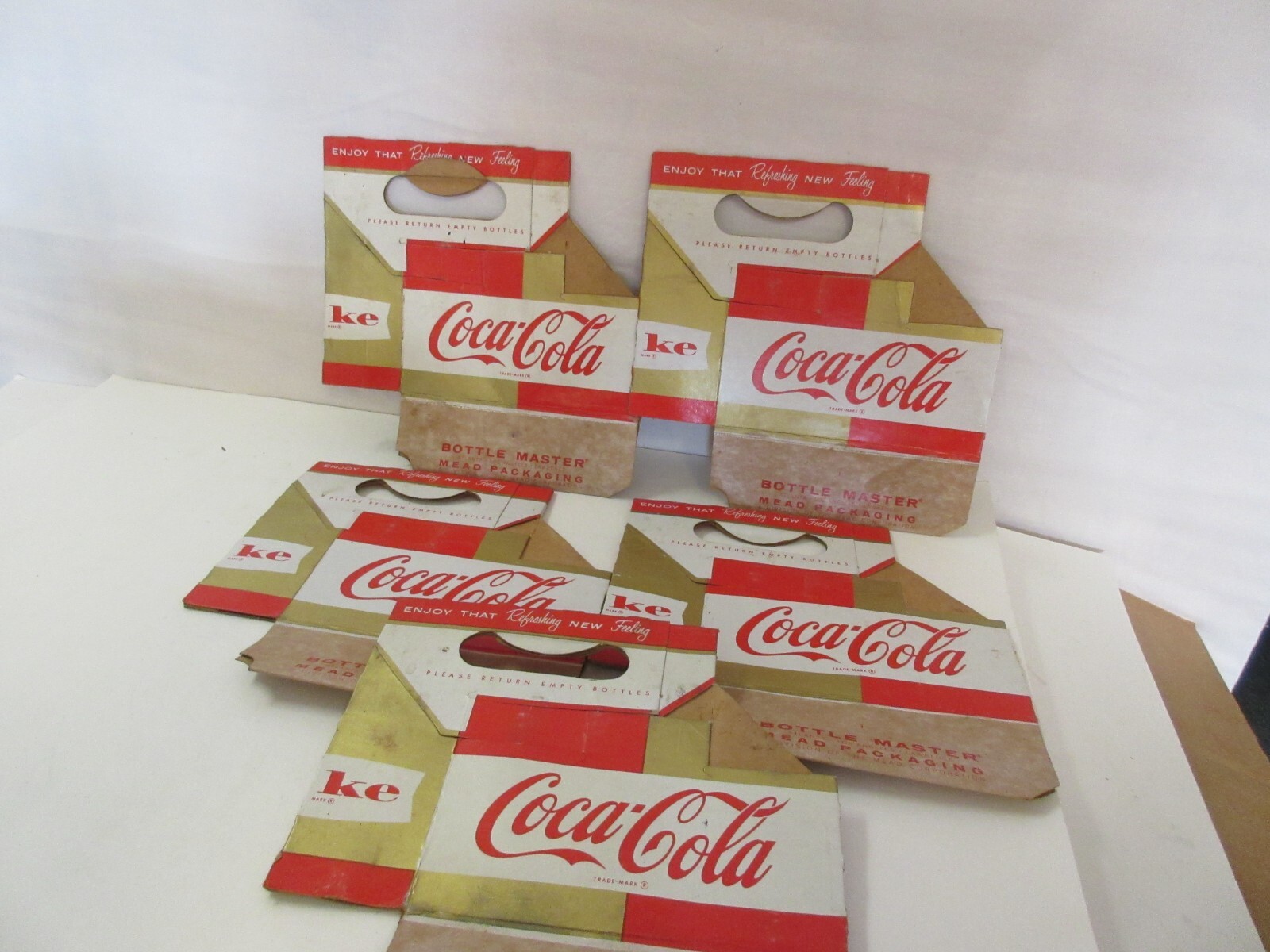 (5 PACK) VINTAGE 1960 COCA COLA CARDBOARD 6 PACK BOTTLE CARRIER COKE ...