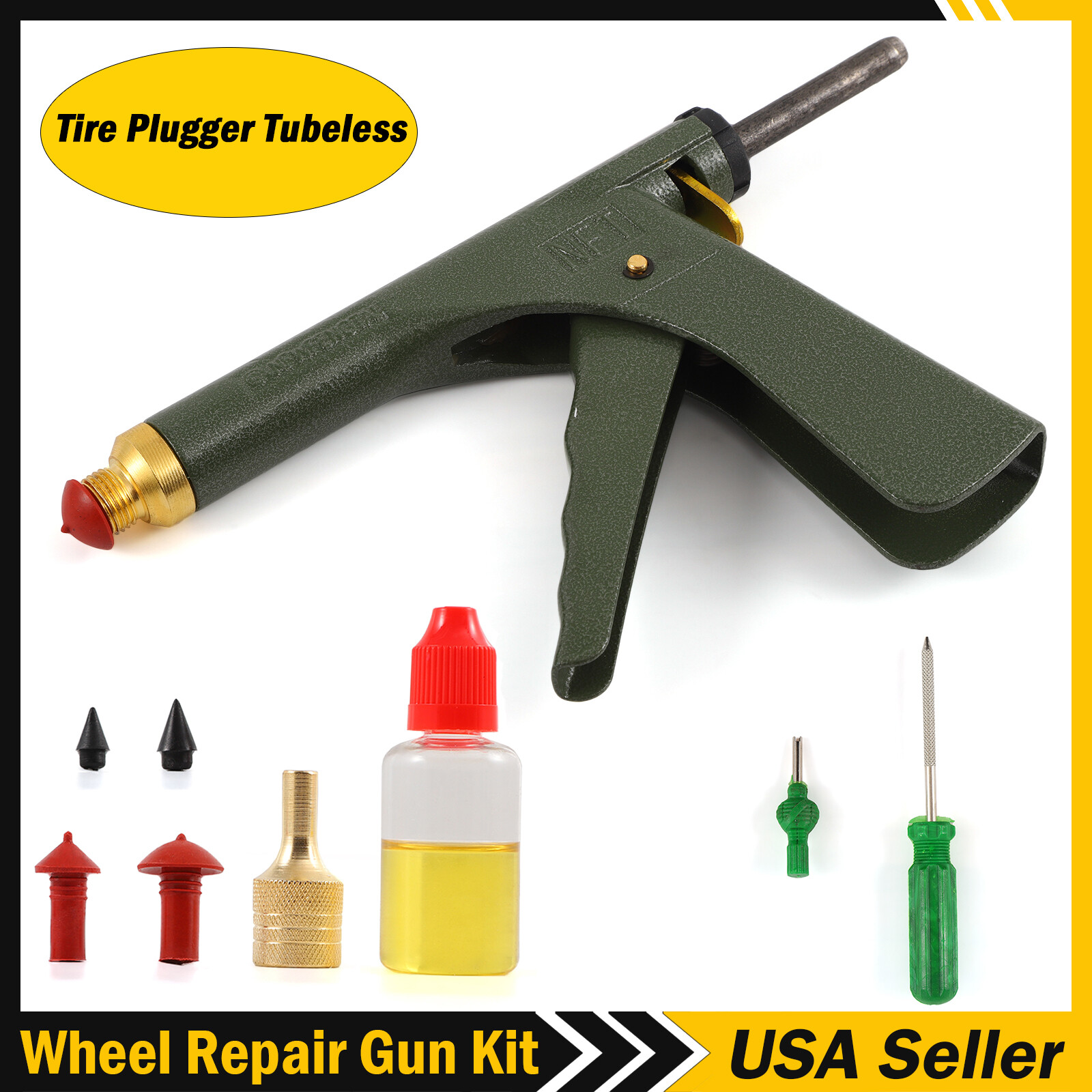 Tire Plugger Tubeless Tire Wheel Repair Gun Kit Mushroom Plug Probe ...
