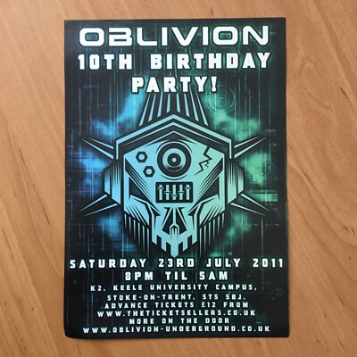 OBLIVION 10th Birthday Rave Flyer (DJ Dolphin, Producer) | eBay