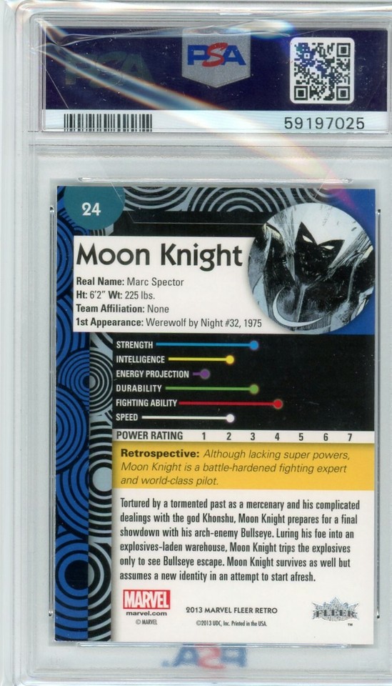 2013 Fleer Marvel Retro - #24 Moon Knight Trading Card - PSA 8 Graded ...