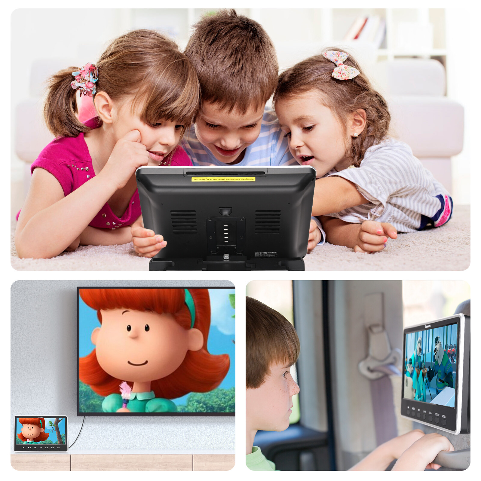 2 x 12" Dual Screen Portable DVD Player Car Moniter TV USB/SD/HDMI AV ...