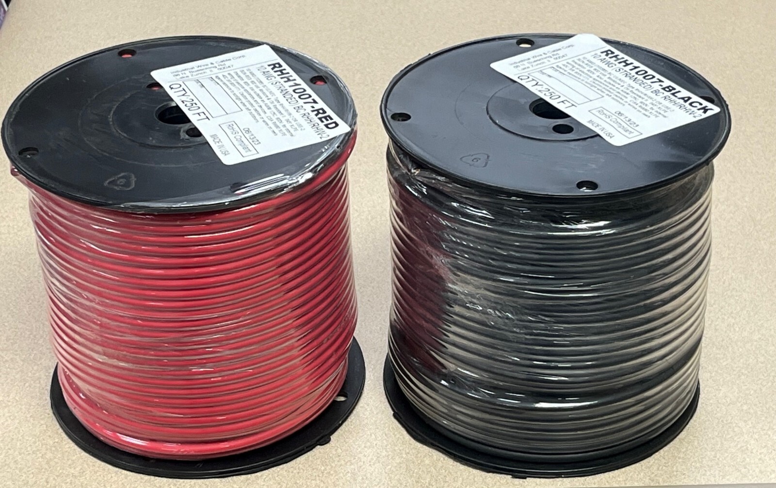 250 FT RHH/RHW-2 WIRE. 10 AWG (7/.0385) STRANDED BC 600 VOLT. BLACK ...