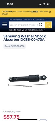 Samsung DC66-00470A Washer Shock Absorber - Black | eBay