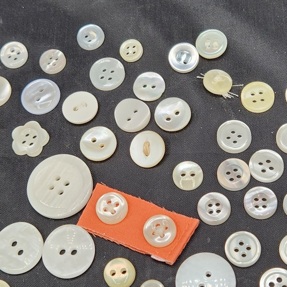 Large Lot Small White Buttons Mother Of Pearl Etched - 200 Buttons | eBay