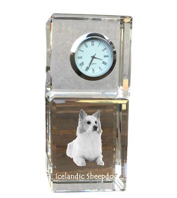 Icelandic Sheepdog crystal clock with a dog Art-Dog | eBay Australia