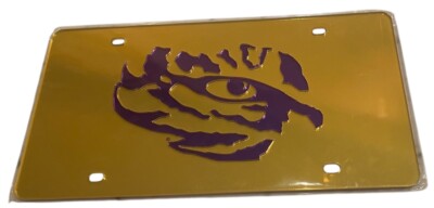 WinCraft LSU Tigers Gold & Purple Front License Plate Tag NCAA Mirrored ...
