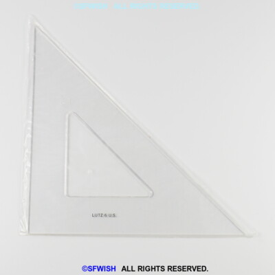 Lot of 12! NEW LUTZ 6 inch Clear Drawing Triangles 45/90° *Made in USA ...