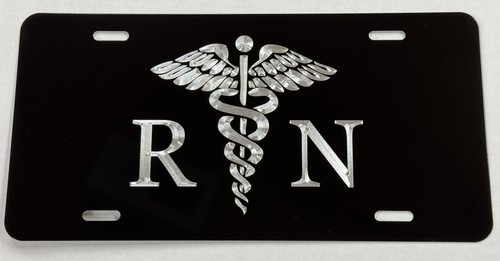 ENGRAVED Registered Nurse RN Diamond Etched License Plate Metal Car Tag ...