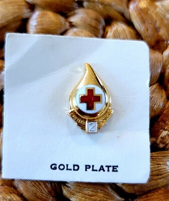 RED CROSS BLOOD DONOR 2 GALLON PIN GOLD PLATE | eBay