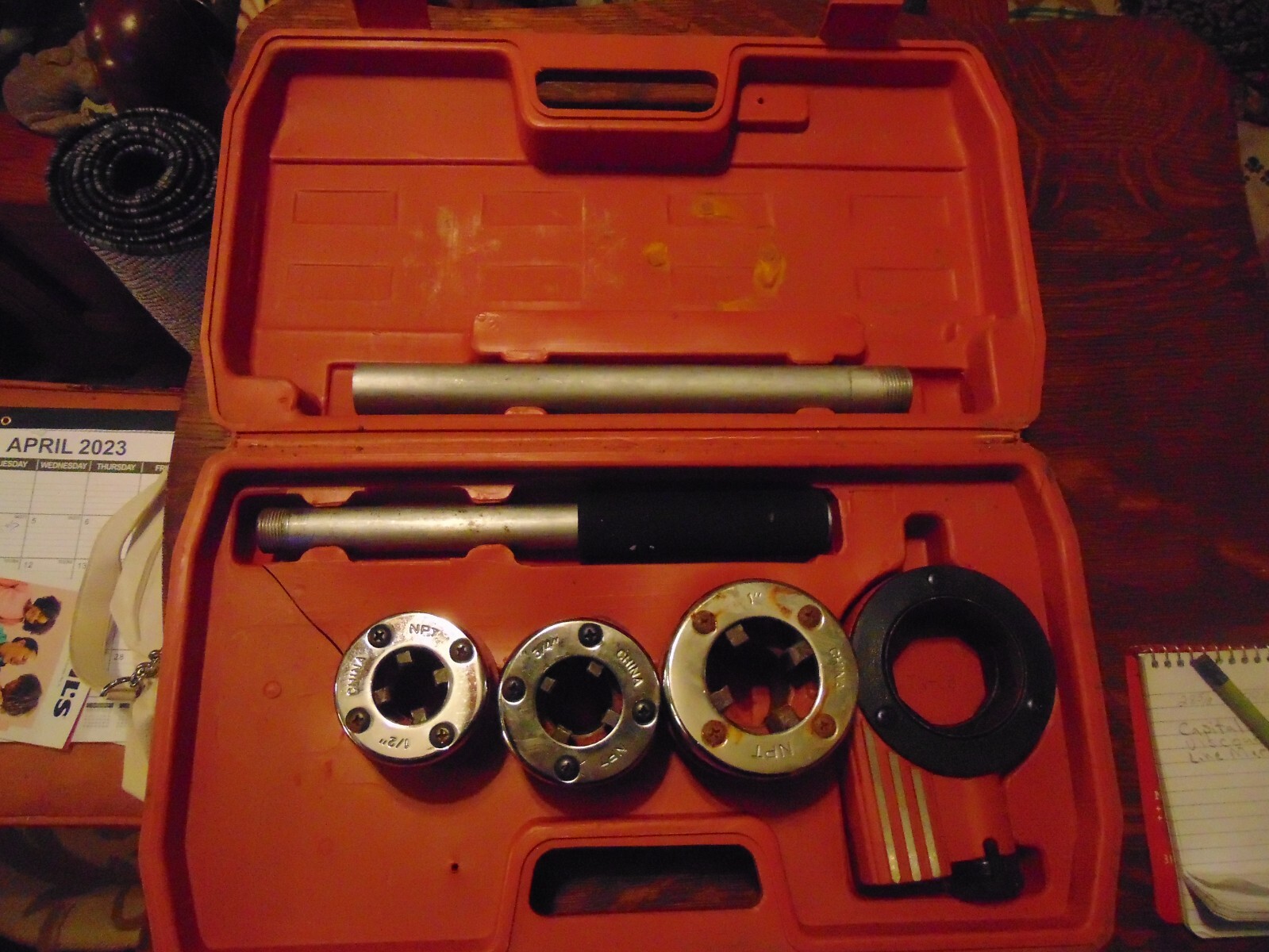 Ratchet Pipe Threader Kit Ratcheting Pipe Threading Tool Set w/ 3 Dies ...