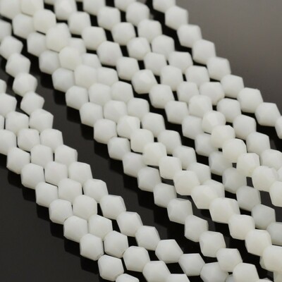 100 Bulk Beads Faceted Bicone Milky White Wholesale Beads 4mm Lot Cone ...