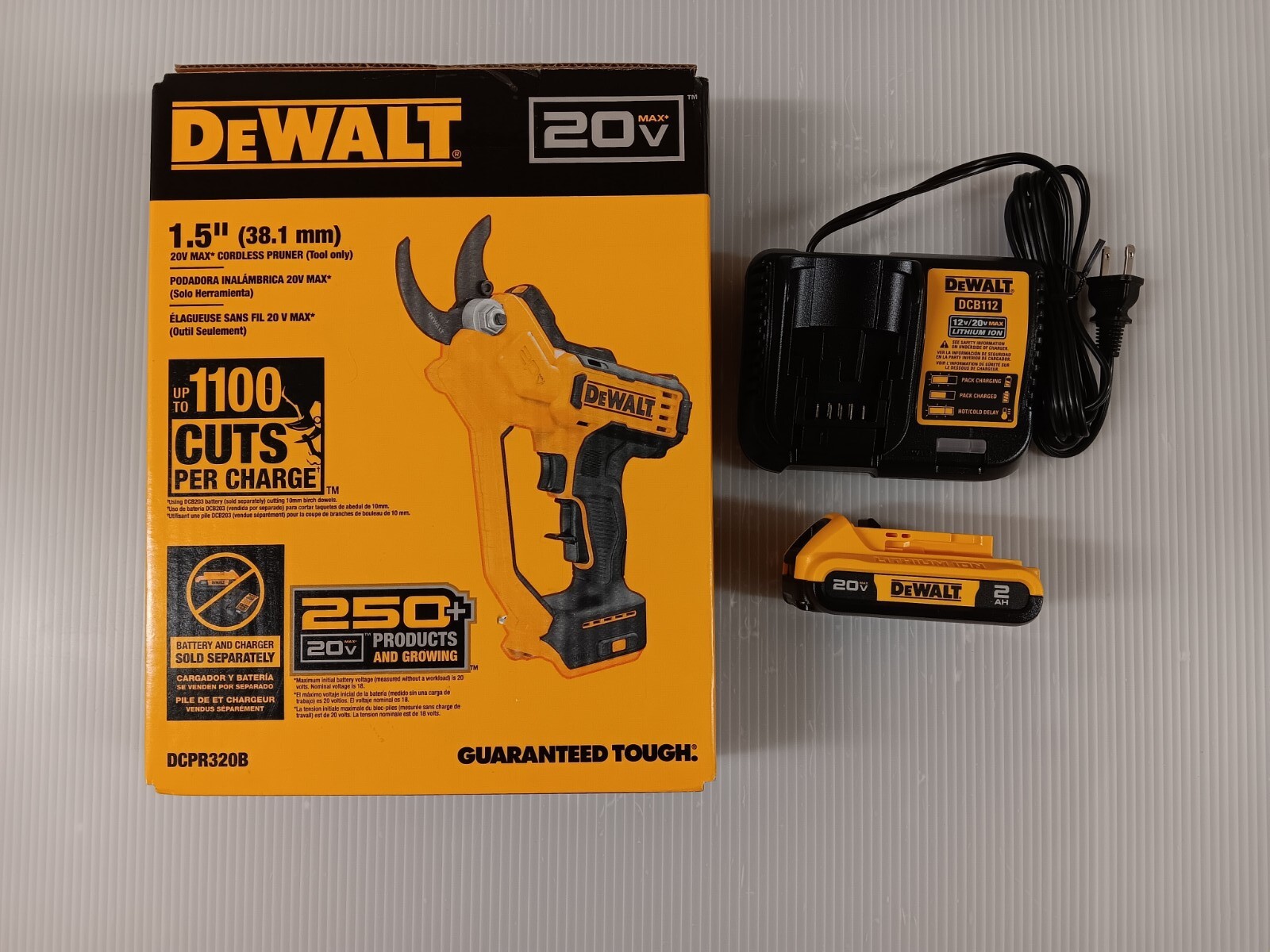 DeWalt DCPR320B 20V MAX Li-Ion 1-1/2" Pruner DCB203 Battery 2.0 AH ...