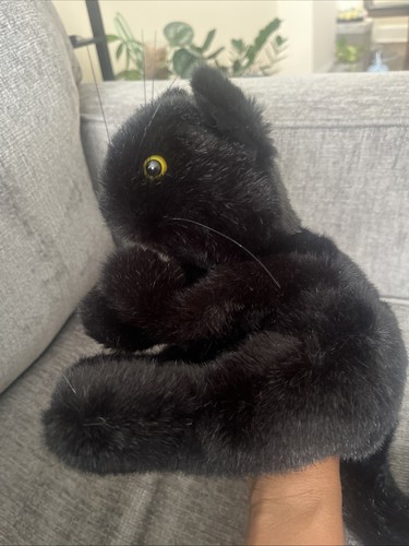 Folktails Folkmanis Black Cat Hand Puppet Plush Green Eyes | eBay