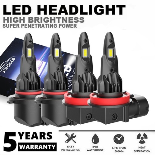 Combo H11 9005 LED Headlight High Low Beam For Honda Civic EX LX Si ...