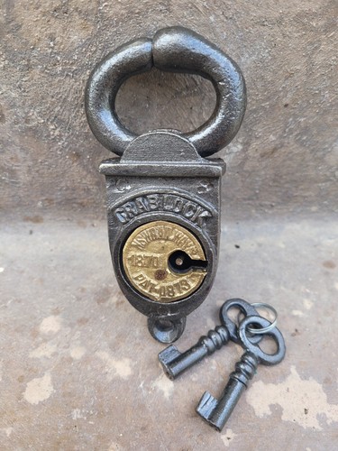 Crab Lock Iron Padlock With 2 Keys Heavy Duty 5" Reproduction Working ...